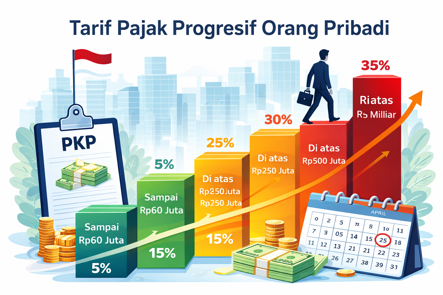 Tarif Pajak Progresif PPh 2026 (Berapa Persen + Contoh Hitung)